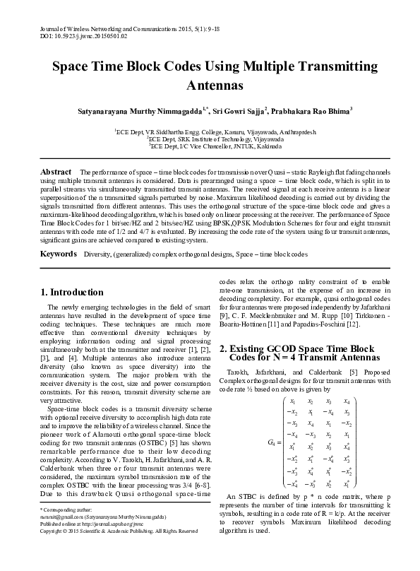 (PDF) Space-time block codes for eight transmit antennas
