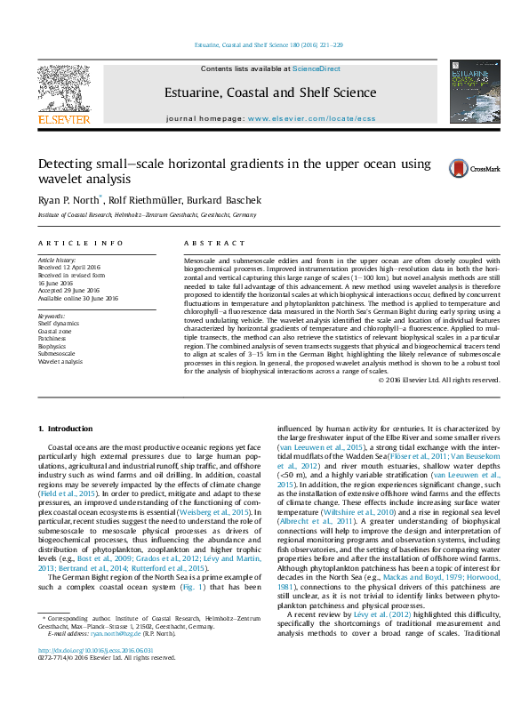 (PDF) Detecting small–scale horizontal gradients in the upper ocean ...