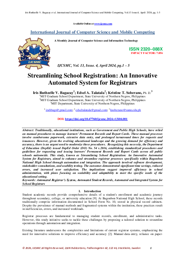 (PDF) Streamlining School Registration: An Innovative Automated System ...