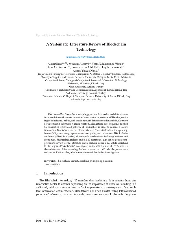 Pdf A Systematic Literature Review Of Blockchain Technology