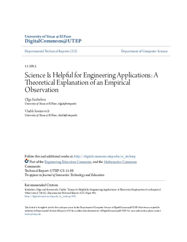 (PDF) Science is helpful for engineering applications: a theoretical ...