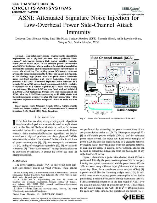 (PDF) ASNI: Attenuated Signature Noise Injection for Low-Overhead Power ...