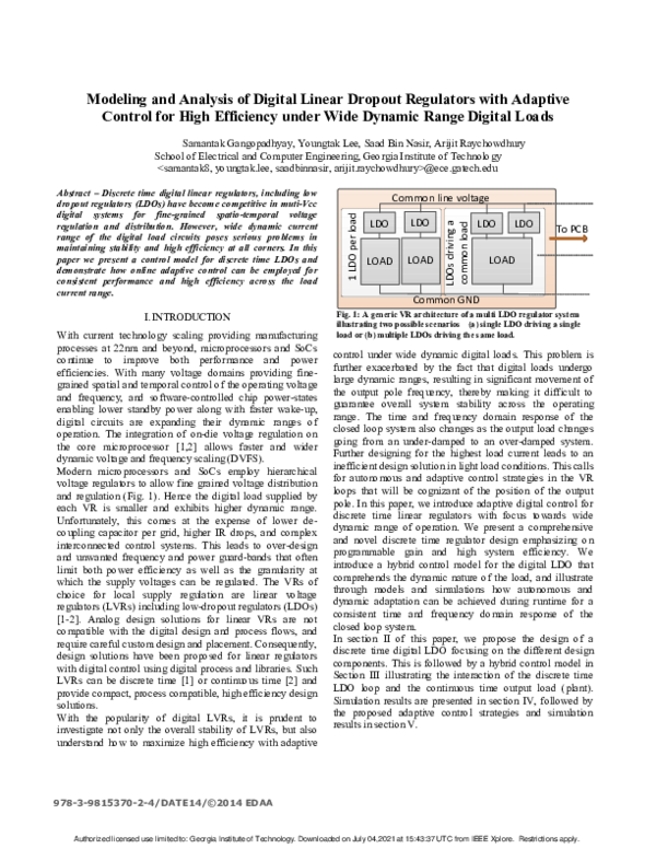(PDF) Modeling and analysis of digital linear dropout regulators with ...