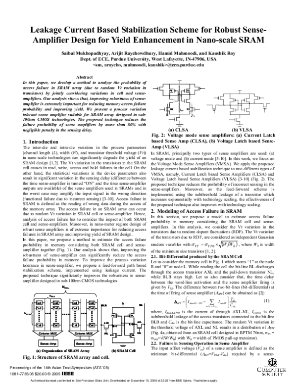 (PDF) Leakage Current Based Stabilization Scheme for Robust Sense ...