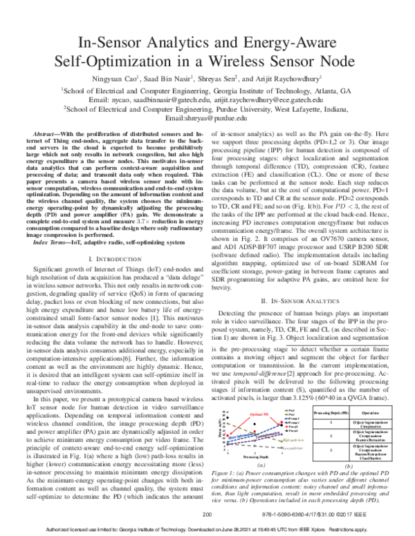 (PDF) In-sensor analytics and energy-aware self-optimization in a ...