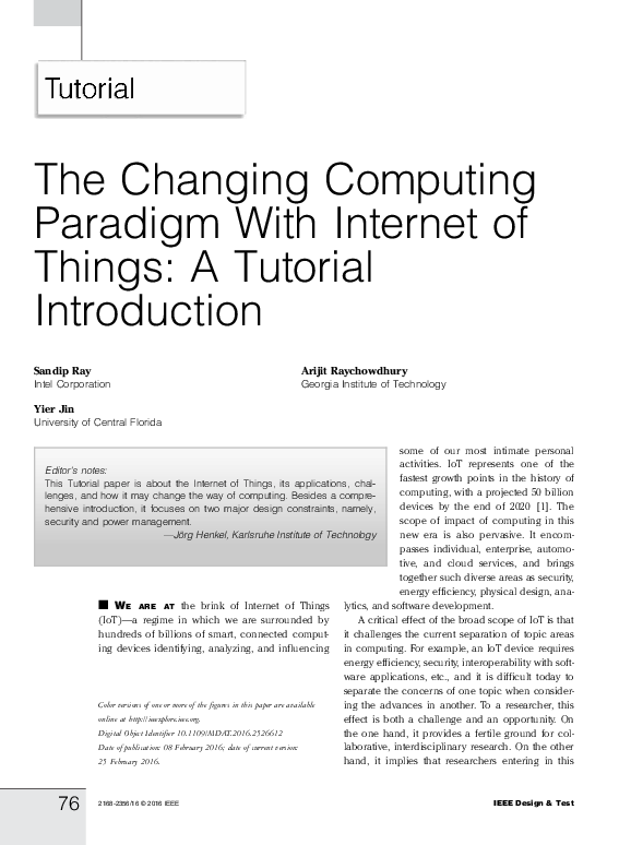 (PDF) The Changing Computing Paradigm With Internet of Things: A ...
