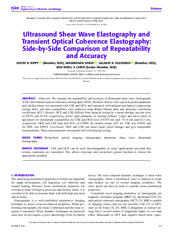 (PDF) Ultrasound Shear Wave Elastography and Transient Optical Coherence Elastography: Side-by ...