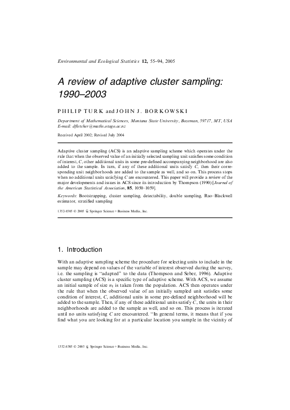 (PDF) A review of adaptive cluster sampling: 1990?2003
