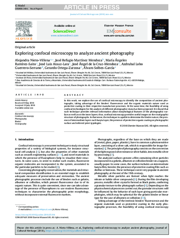 (PDF) Exploring confocal microscopy to analyze ancient photography
