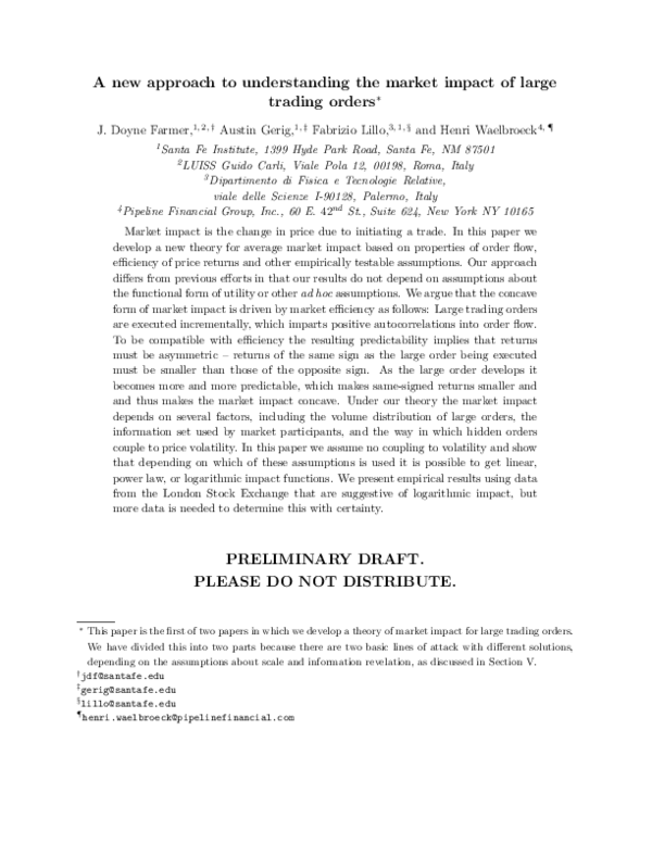 (PDF) A New Approach to Understanding the Market Impact of Large ...