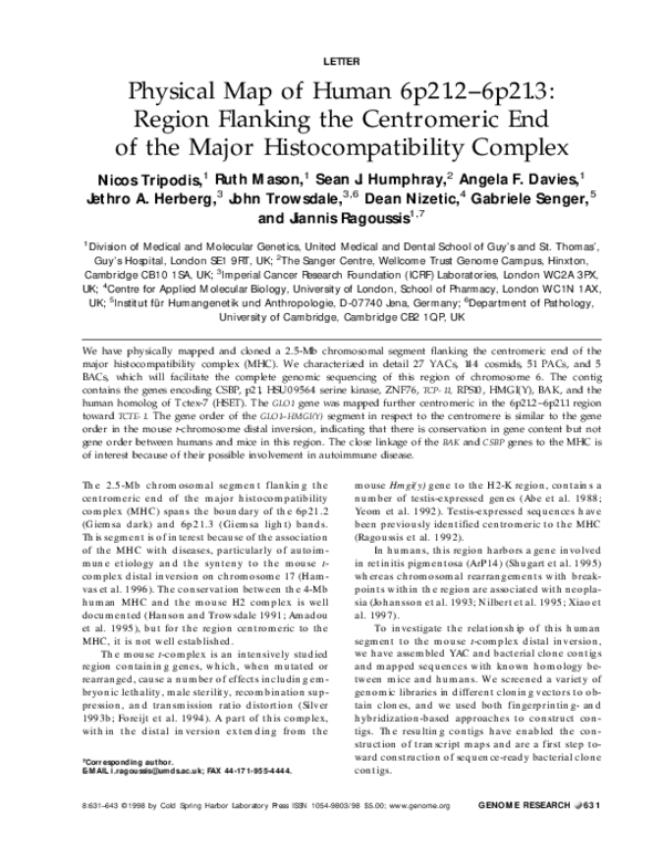 (PDF) Physical Map of Human 6p21.2–6p21.3: Region Flanking the ...