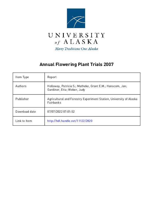 (PDF) Annual Flowering Plant Trials 2007