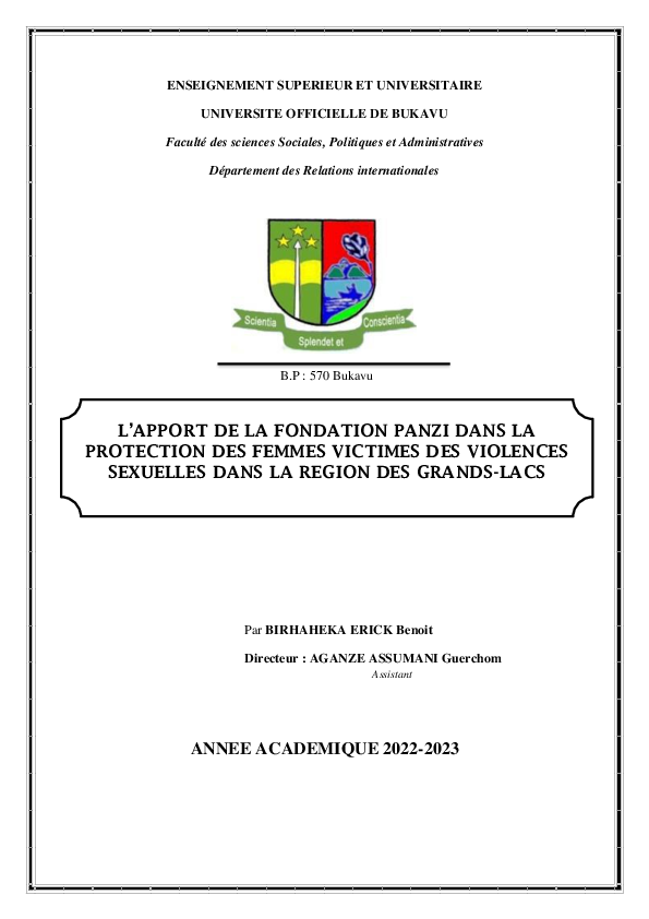 (PDF) L’APPORT DE LA FONDATION PANZI DANS LA PROTECTION DES FEMMES ...