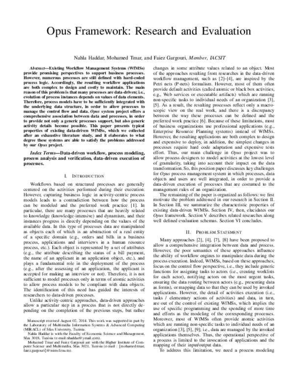 (PDF) Opus Framework: Research and Evaluation