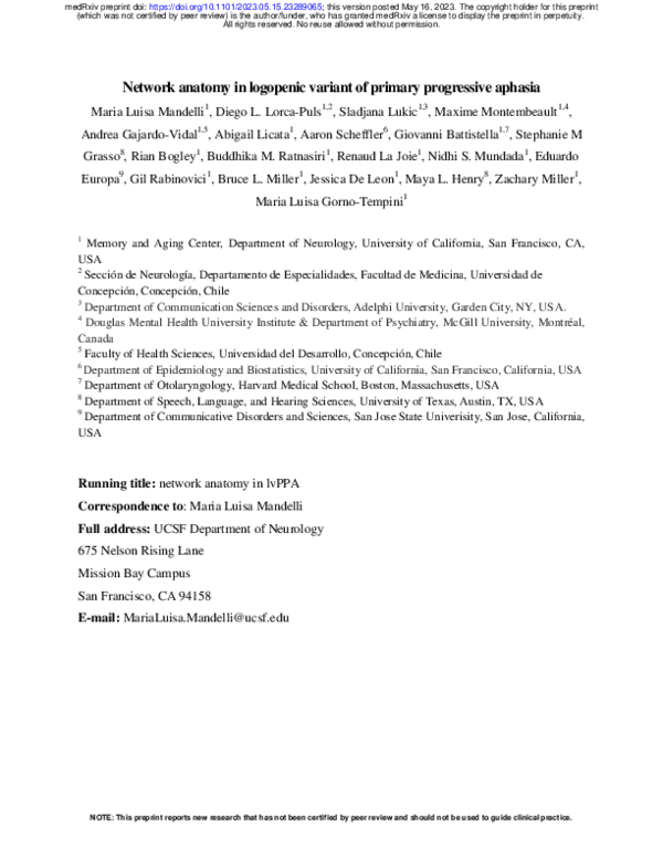 (PDF) Network anatomy in logopenic variant of primary progressive aphasia
