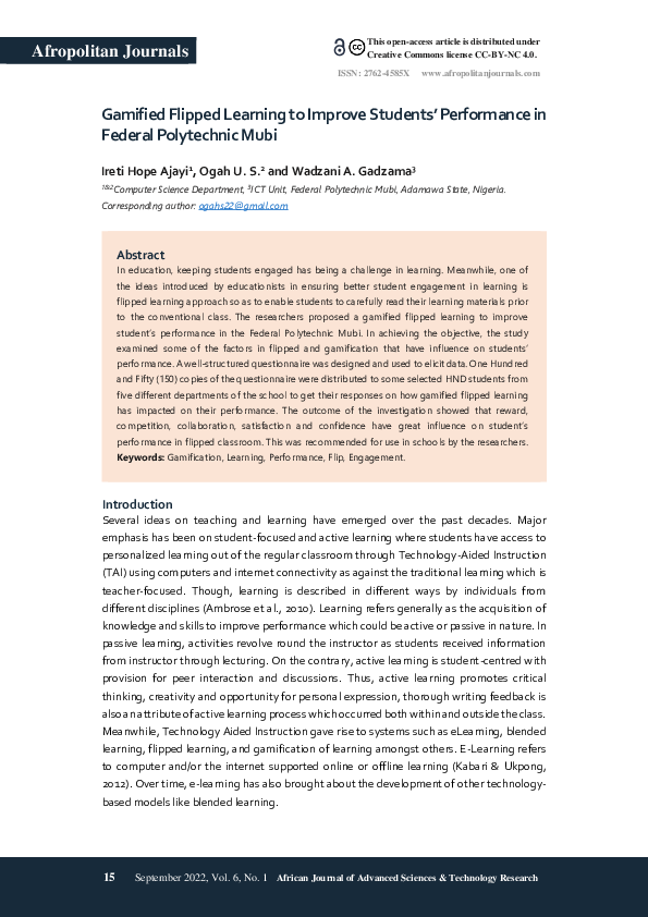 (PDF) Gamified Flipped Learning to Improve Students' Performance in ...