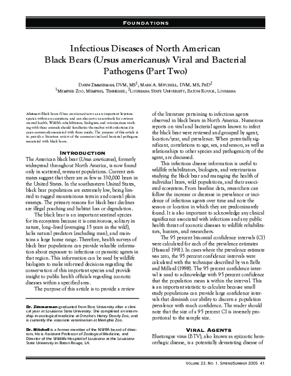 (PDF) Infectious Diseases of North American Black Bears (Ursus ...