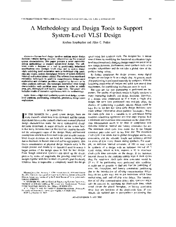 (PDF) A methodology and design tools to support system-level VLSI design