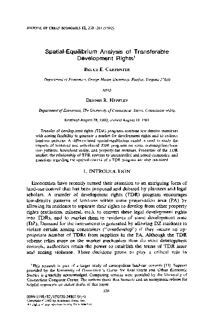 (PDF) Impacts of Transferable Development Rights Analysis