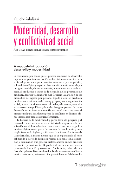 (PDF) Modernidad, desarrollo y conflictividad social: Algunas consideraciones conceptuales