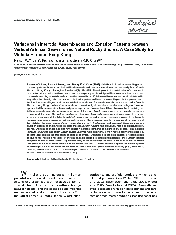 (PDF) Variations In Intertidal Assemblages and Zonation Patterns ...