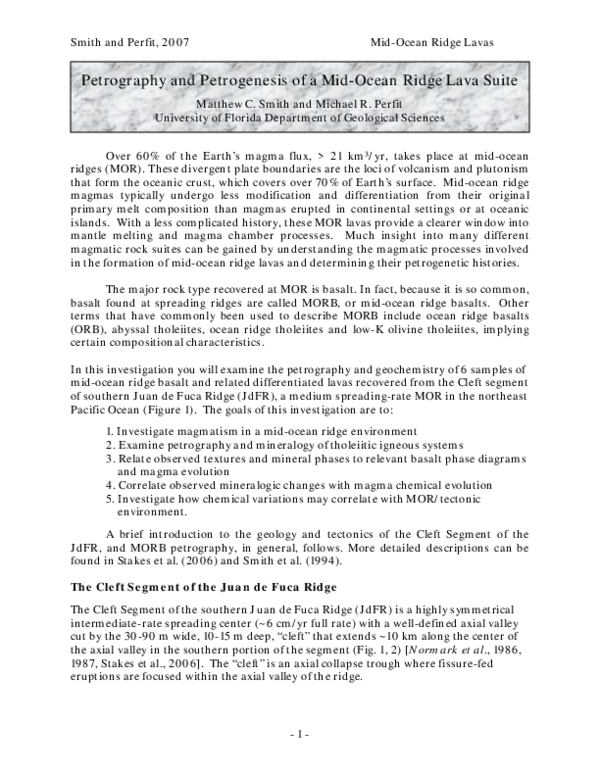 (PDF) Petrography and Petrogenesis of a Mid-Ocean Ridge Lava Suite