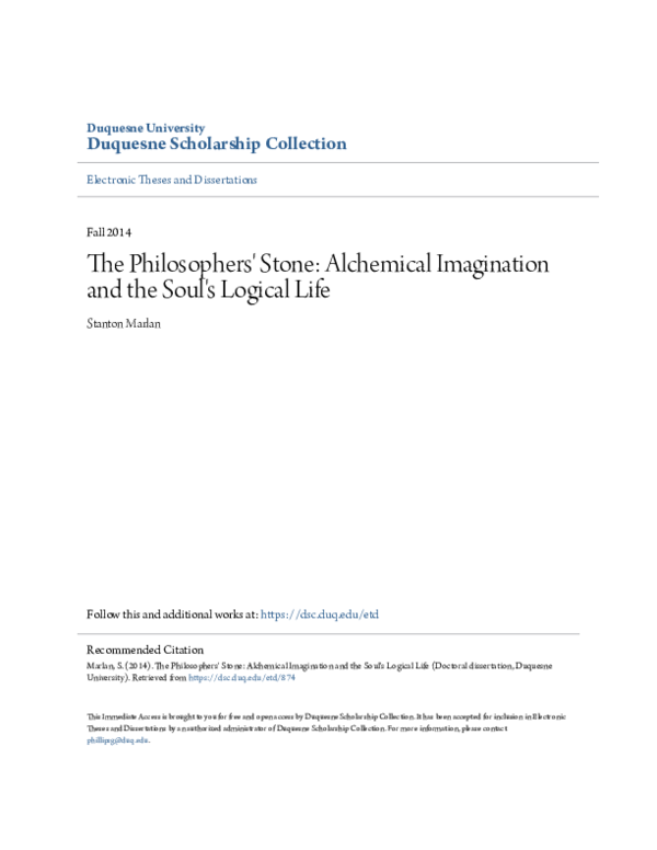 (PDF) The philosophers' stone: Alchemical imagination and the soul's ...
