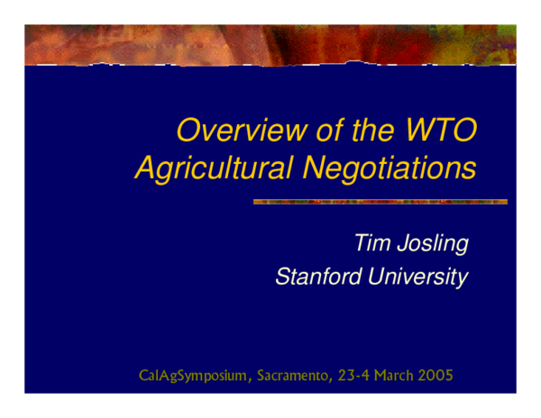 (PDF) An overview of the WTO agricultural negotiations
