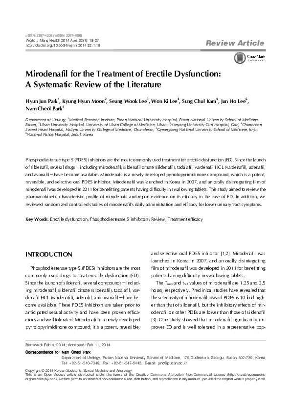 (PDF) Mirodenafil for the treatment of erectile dysfunction: a ...