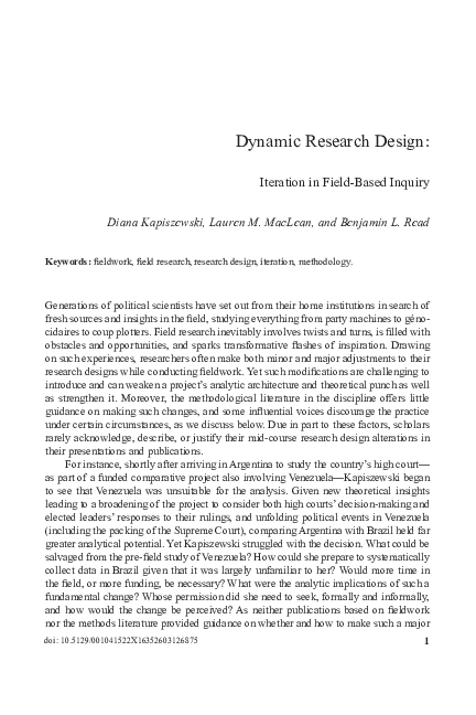 (PDF) Dynamic Research Design: Iteration in Field-Based Inquiry