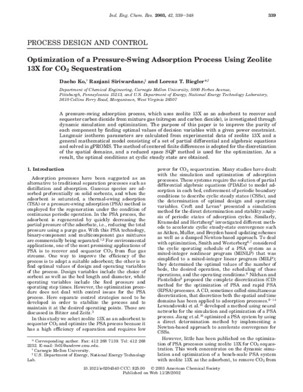 (PDF) Optimization of a Pressure Swing Adsorption Process for Nitrogen ...