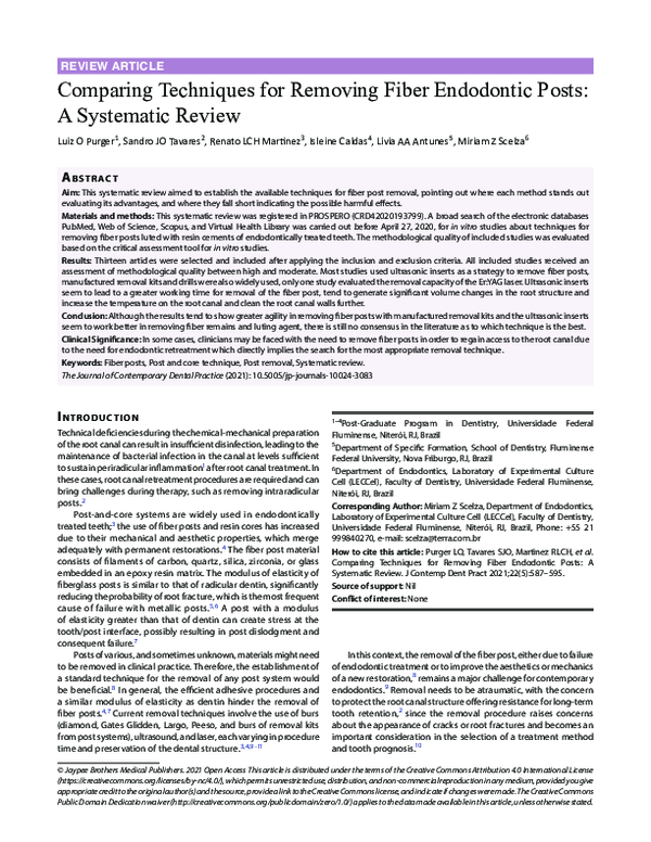 (PDF) Comparing Techniques for Removing Fiber Endodontic Posts: A ...