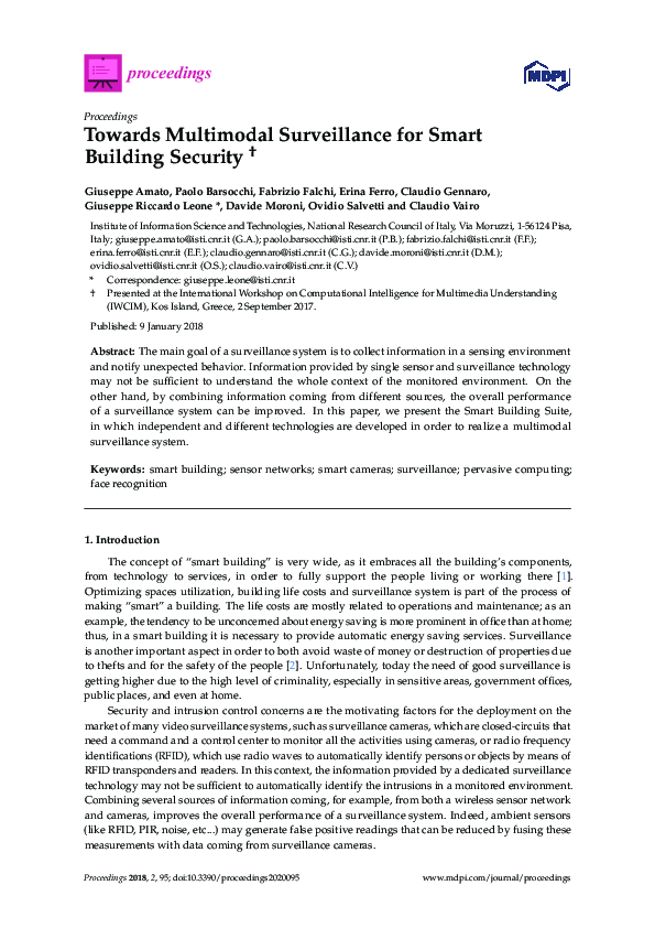 (PDF) Towards Multimodal Surveillance for Smart Building Security | Giuseppe Amato - Academia.edu
