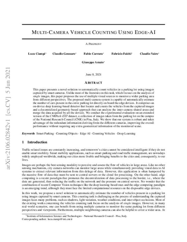 (PDF) Multi-camera vehicle counting using edge-AI