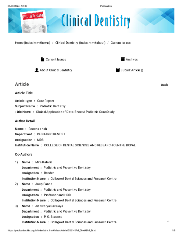 (PDF) Clinical Application of Distal Shoe: A Pediatric Case Study