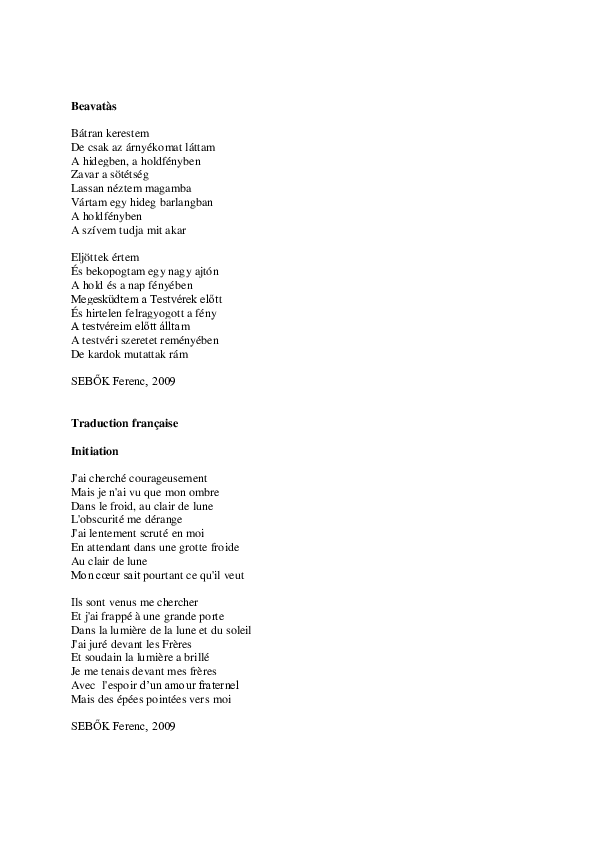 (PDF) Masonic poem about Initiation - Poème sur l'Initiation