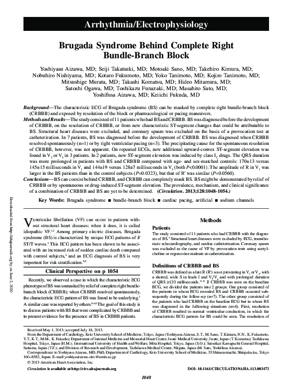 (PDF) Brugada Syndrome Behind Complete Right Bundle-Branch Block ...