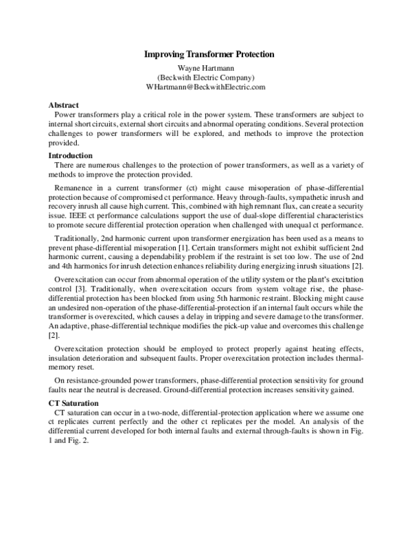 (PDF) Improving Transformer Protection