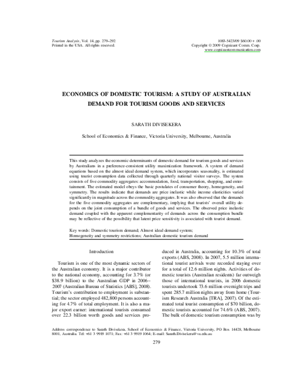 (PDF) Economics of Domestic Tourism: A Study of Australian Demand for ...