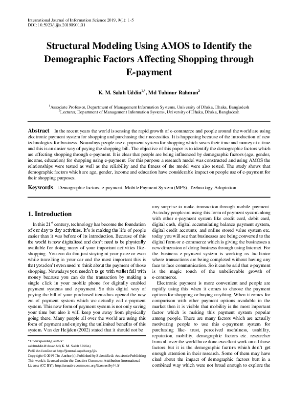 Structural Modeling Using AMOS to Identify the Demographic Factors Affecting Shopping through E ...
