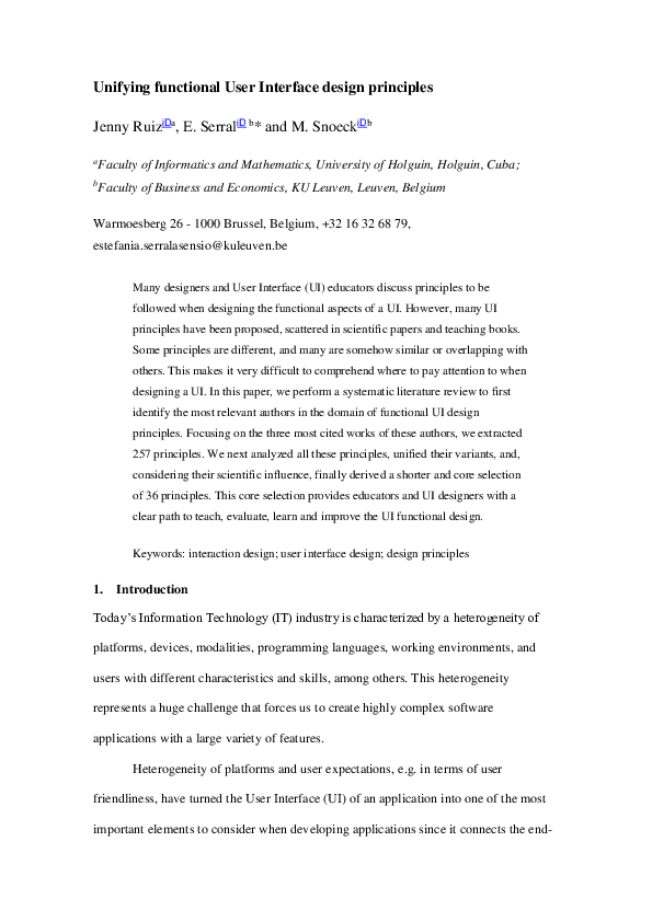 (PDF) Unifying Functional User Interface Design Principles