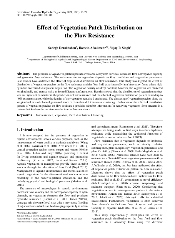 (PDF) Effect of Vegetation Patch Distribution on the Flow Resistance