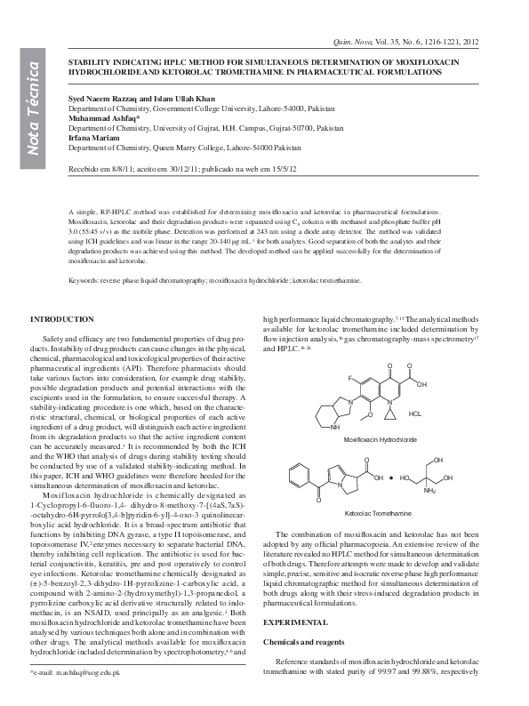 (PDF) Stability Indicating HPLC Method for Simultaneous Determination ...