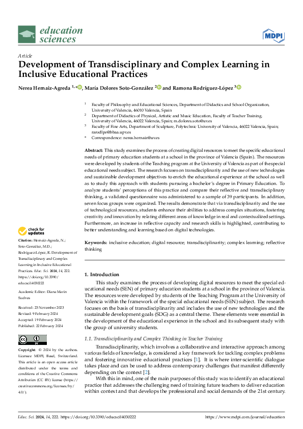 (PDF) Development of Transdisciplinary and Complex Learning in ...