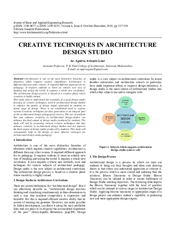 (PDF) CREATIVE TECHNIQUES IN ARCHITECTURE DESIGN STUDIO