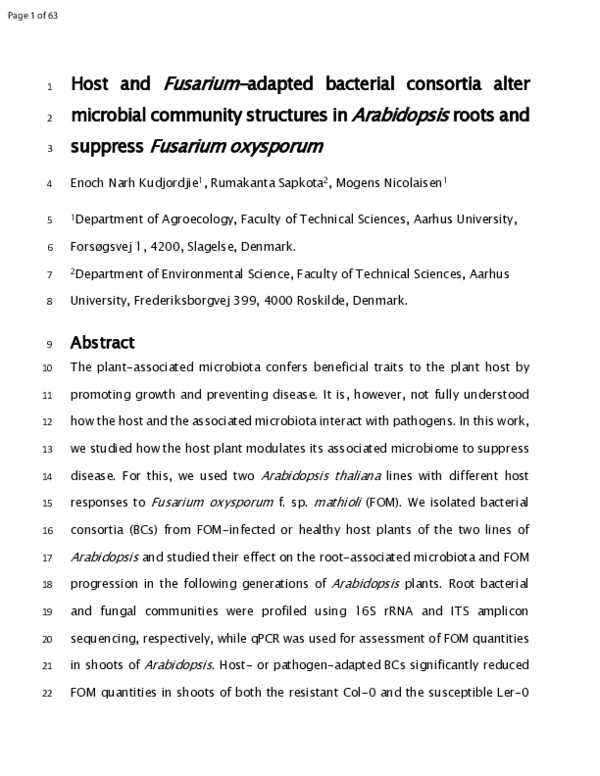 (PDF) Host and Fusarium-adapted bacterial consortia alter microbial ...