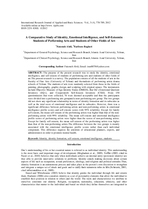 (PDF) A Comparative Study of Identity, Emotional Intelligence, and Self ...