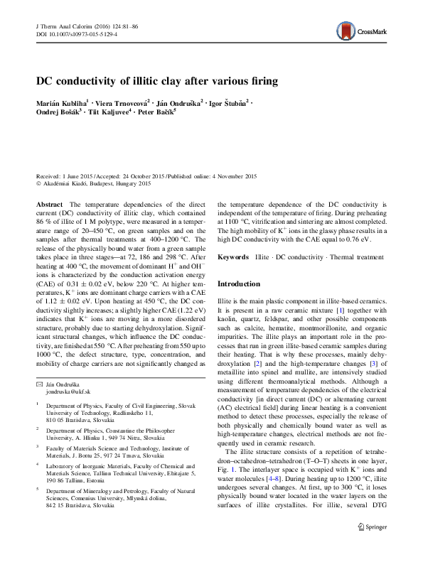 (PDF) DC conductivity of illitic clay after various firing