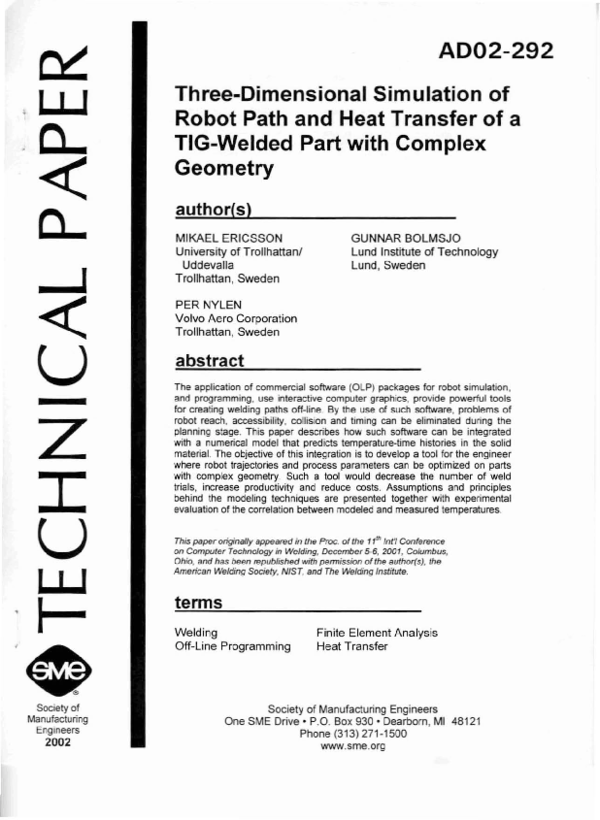 (PDF) Three-Dimensional Simulation of Robot Path and Heat Transfer of a ...