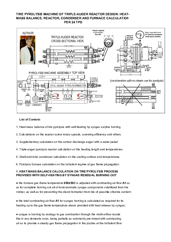 (PDF) TIRE PYROLYSIS MACHINE OF TRIPLE-AUGER REACTOR DESIGN: HEAT-MASS ...